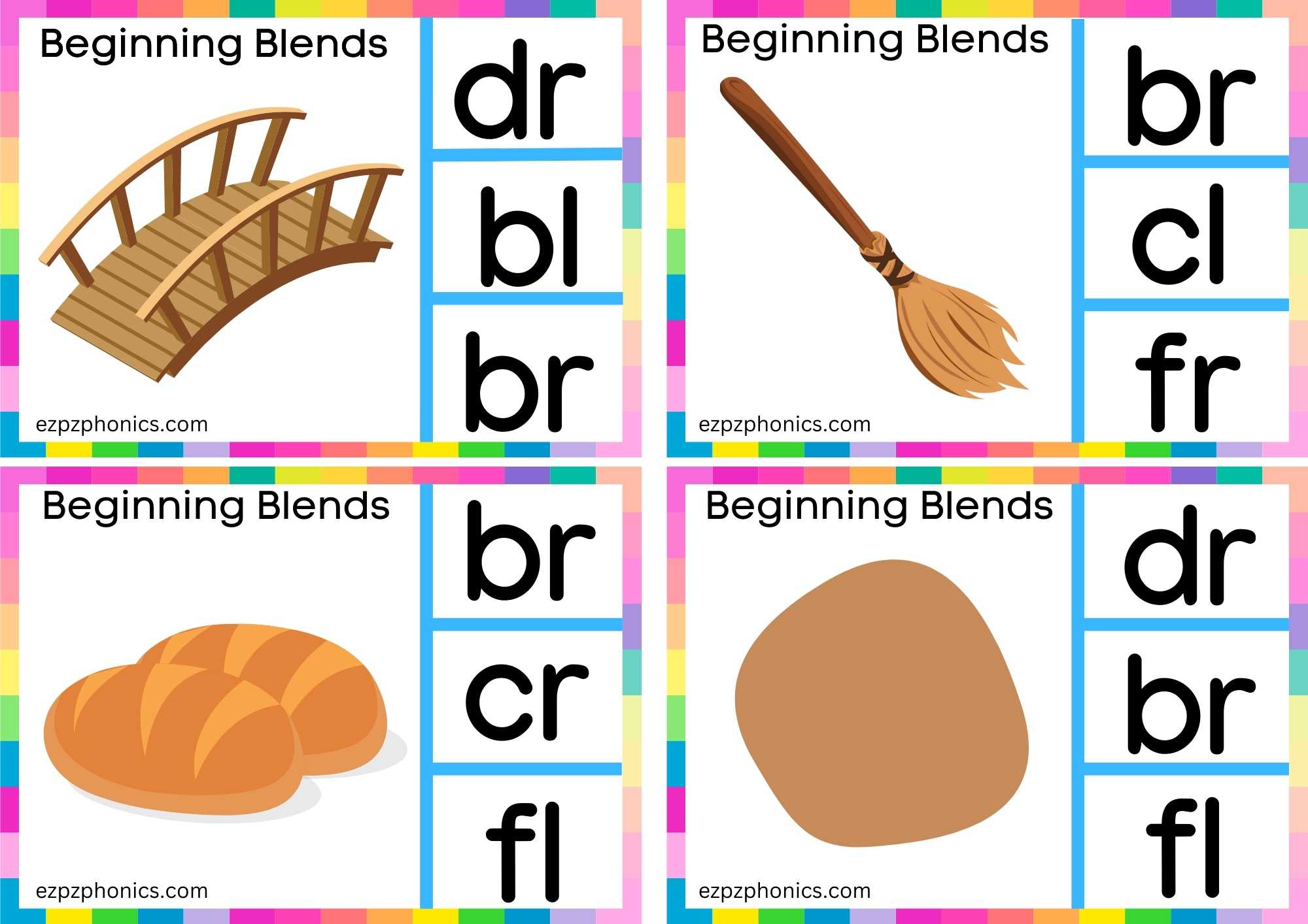BR Beginning Blends Clip Cards Look At The Images And Clip The Correct Letters Set 1 ...